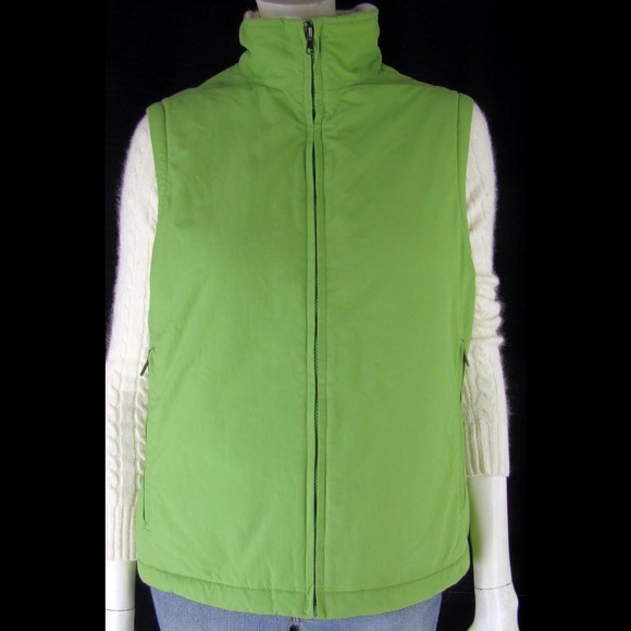 L.L. Bean | Jackets & Coats | Llbean Green Fleece Lined Zippered Vest ...